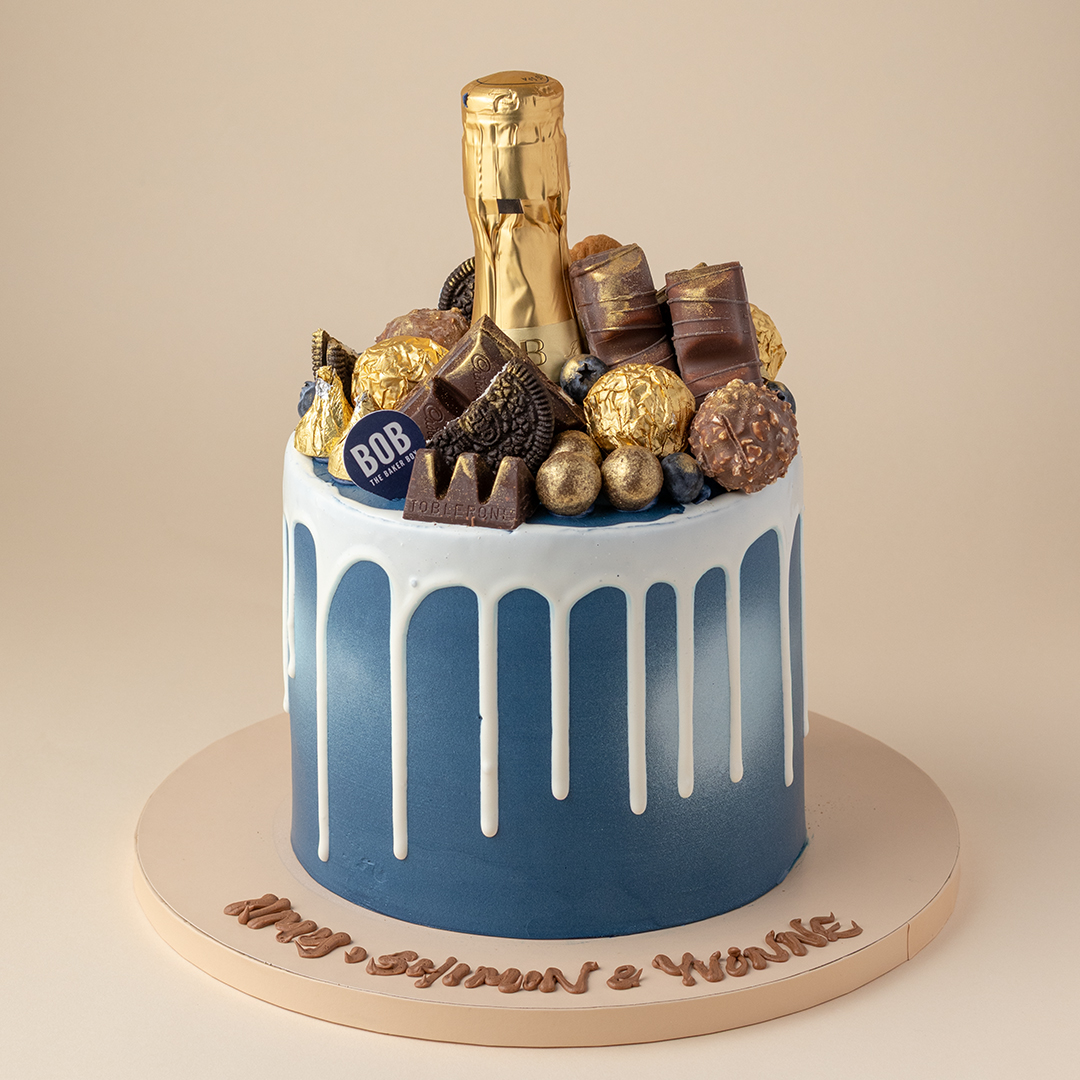 Midnight Blue Champagne Bottle Cake - Bob the Baker Boy