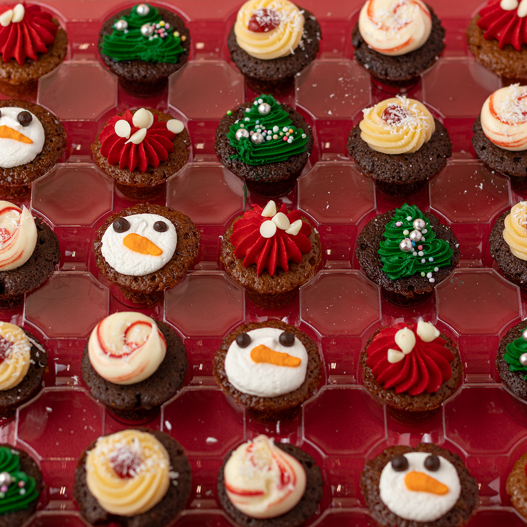 Christmas Assorted Party Pack (Box of 25 Mini Cupcakes) - Bob the Baker Boy