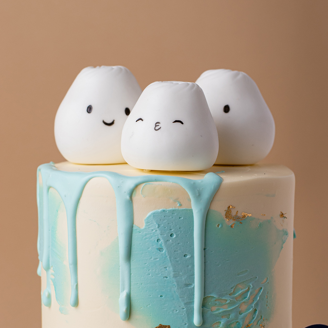 Cute Blue Dim Sum Themed Cake - Bob the Baker Boy