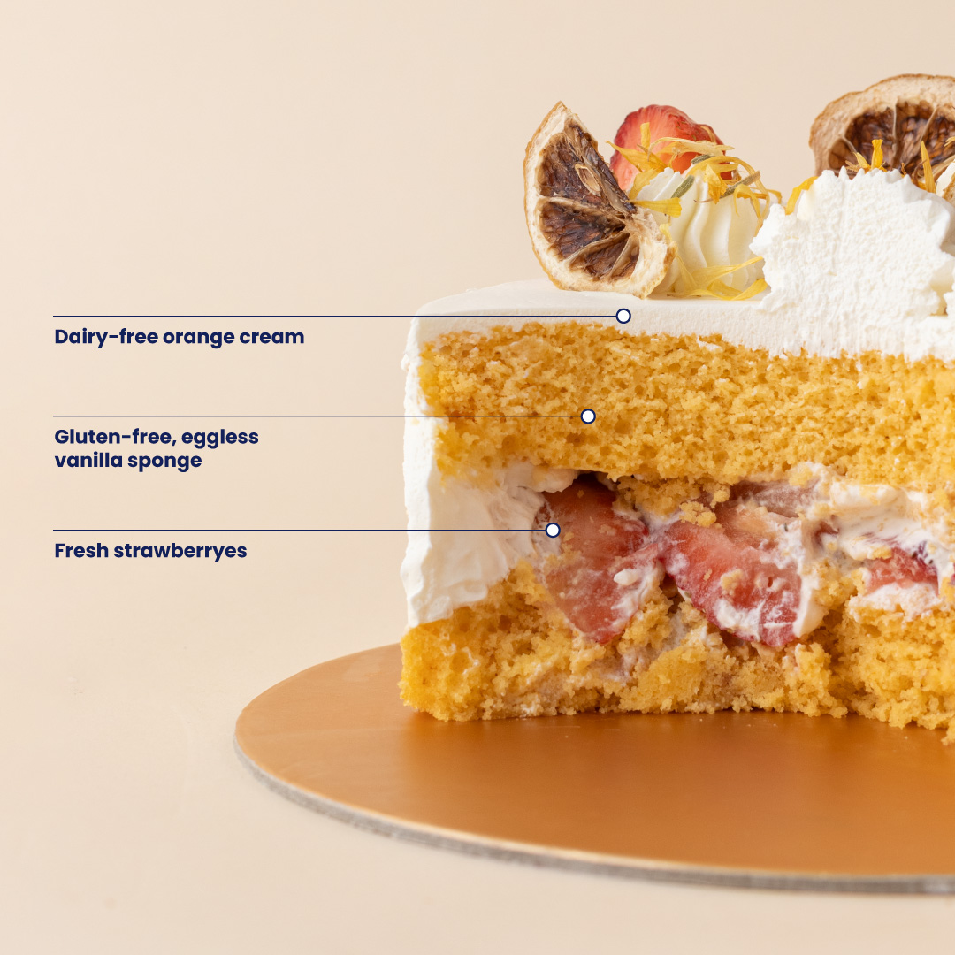 Eggless Dairy-free Gluten-free Strawberry Orange Cake - Bob the Baker Boy