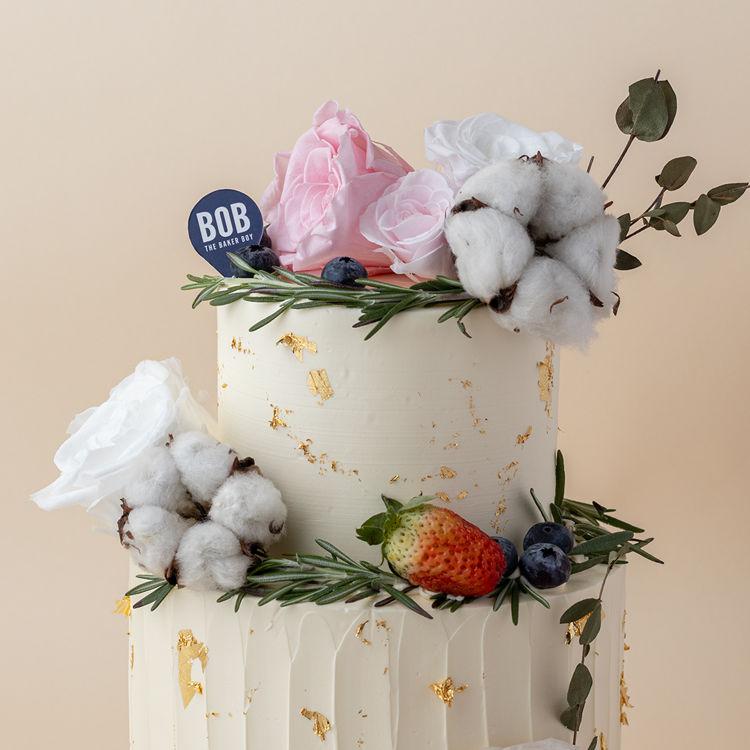 Dusty Preserved Flora Cake with Rosemary and Cotton - Bob the Baker Boy