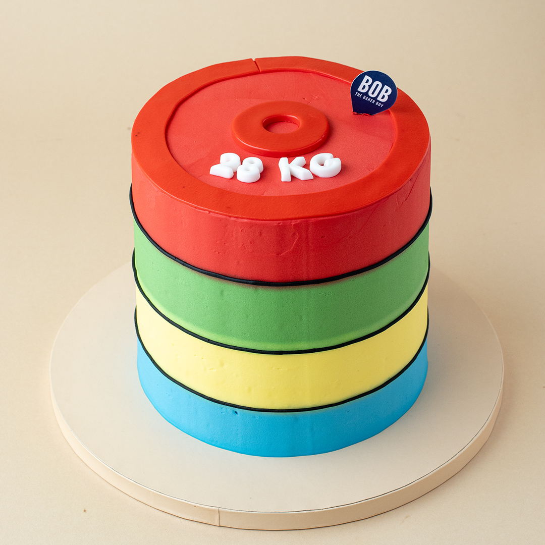 Colorful Gym Weight Plates Stack Cake - Bob the Baker Boy