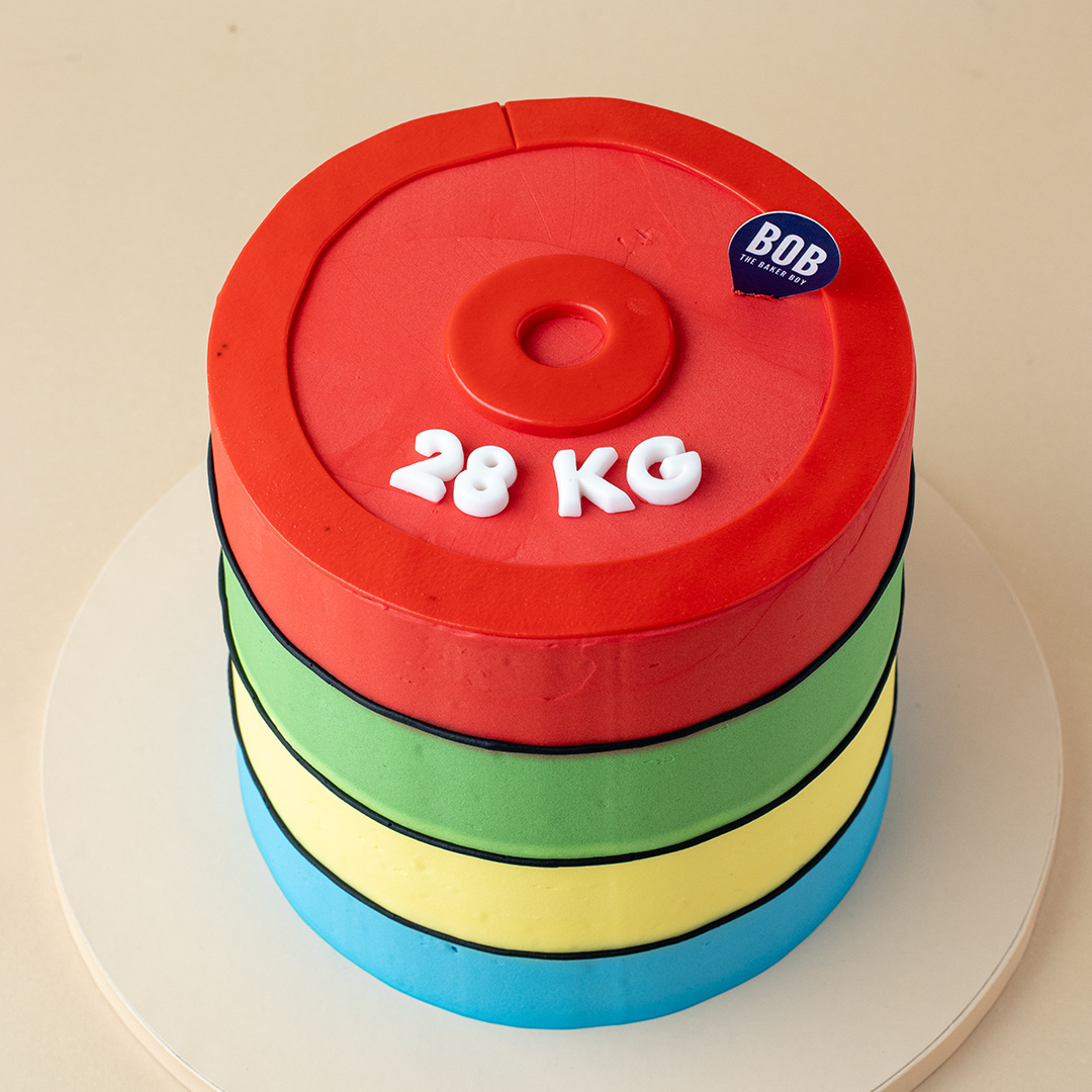 Colorful Gym Weight Plates Stack Cake - Bob the Baker Boy