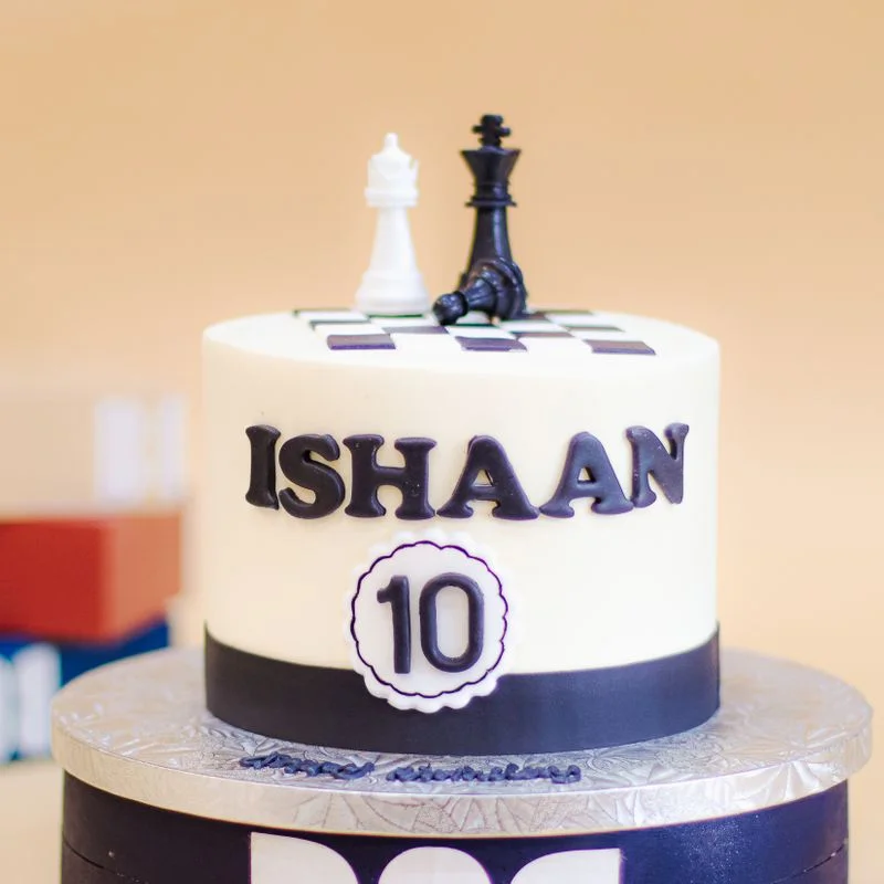 English Chess Birthday Cake with Chess Pieces - Bob the Baker Boy